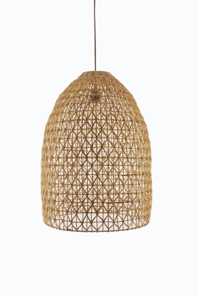 Raffia Striped Woven Pendant Light (Natural) – Native Crafts & Arts